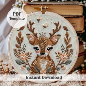 Baby Deer Hand Embroidery Pattern, Cute Deer Pattern, Woodland Deer ...