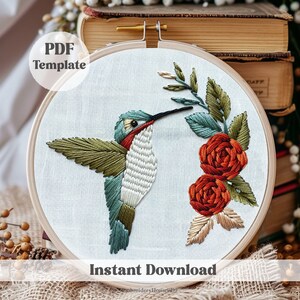 Hand Embroidery Pattern, Hummingbird, Pdf Pattern, Beginner Thread ...