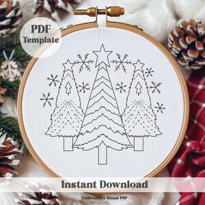 Pine Tree Hand Embroidery Pattern: Winter Christmas Decor (PDF Pattern ...