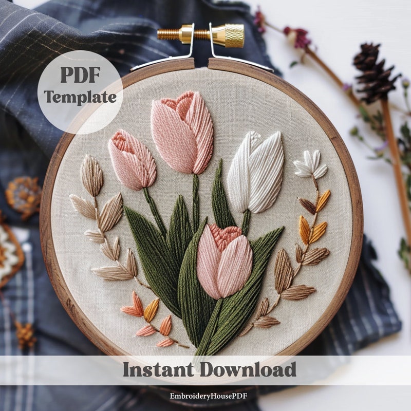 Tulip Embroidery - Etsy