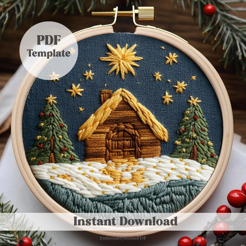 Christmas Nativity Embroidery Art: Baby Jesus Manger (PDF Pattern) - Etsy