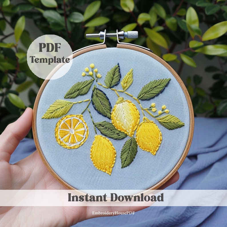 Lemons Hand Embroidery Pattern, Citrus Kitchen Decor (PDF Pattern) - Etsy