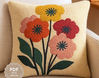 Floral Punch Needle Printable Pattern for Beginners / Instant Download ...