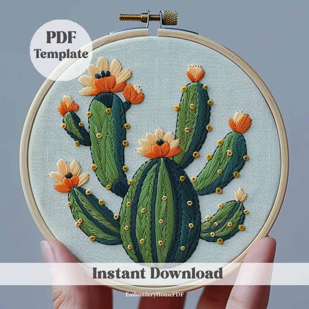 Cactus Embroidery Pattern, Instant Download, Cacti Embroidery Art ...