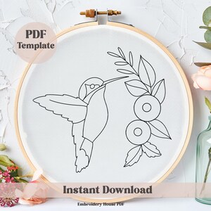Hand Embroidery Pattern, Hummingbird, Pdf Pattern, Beginner Thread ...