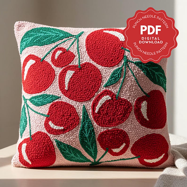 Punch Needle Patterns: Fruits Embroidery, Botanical Pillow Case, Summer ...