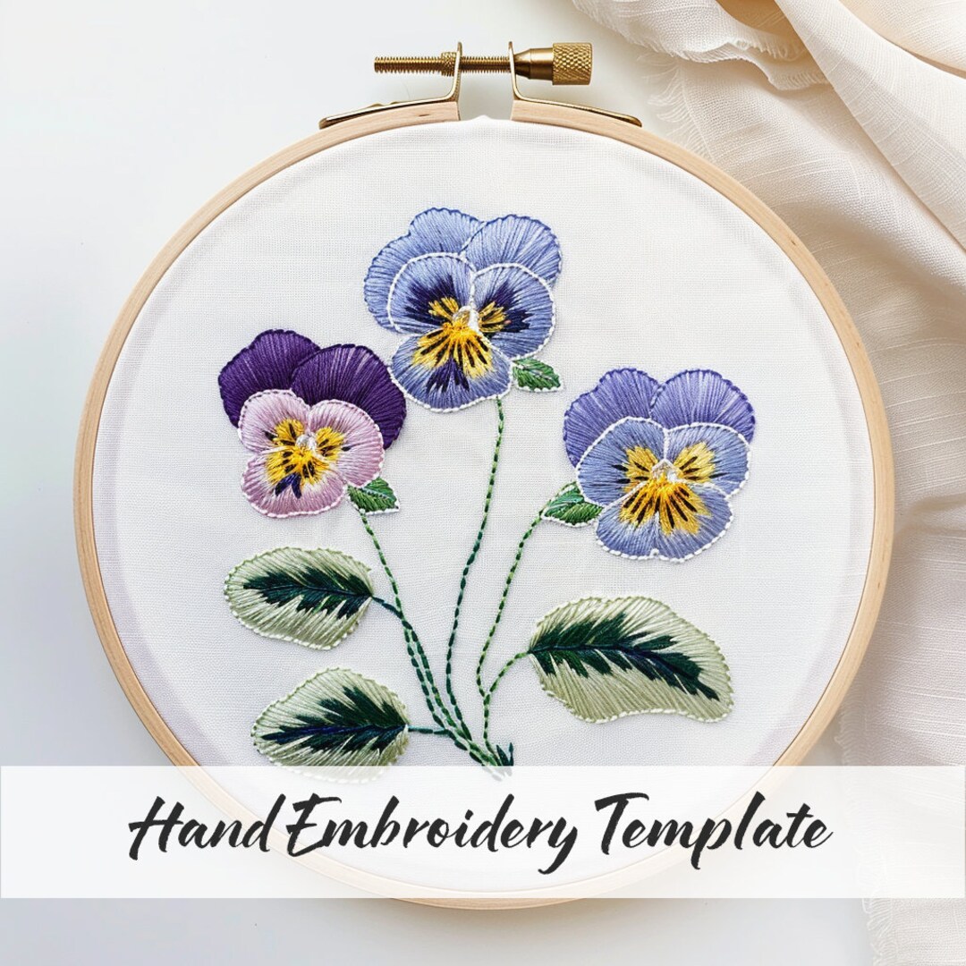 Pansy Embroidery Template, Pansy Design, Floral Needlepoint Pattern ...