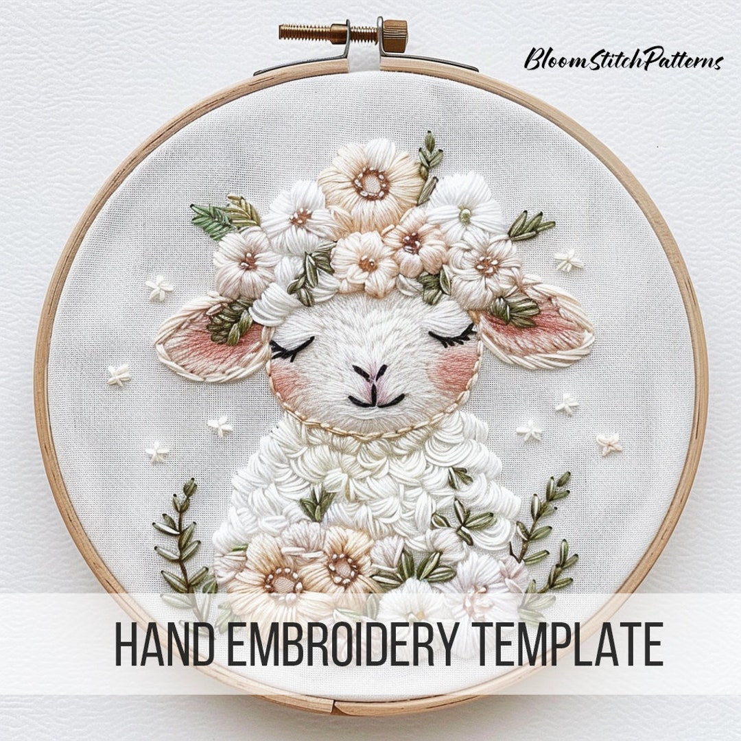 Sheep Hand Embroidery Template, Digital Download, Animal Embroidery ...