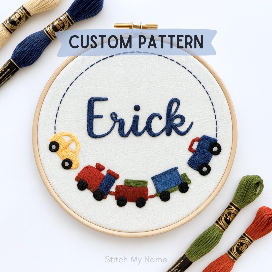 Custom Train Embroidery Pattern: Personalized Nursery Decor (PDF ...