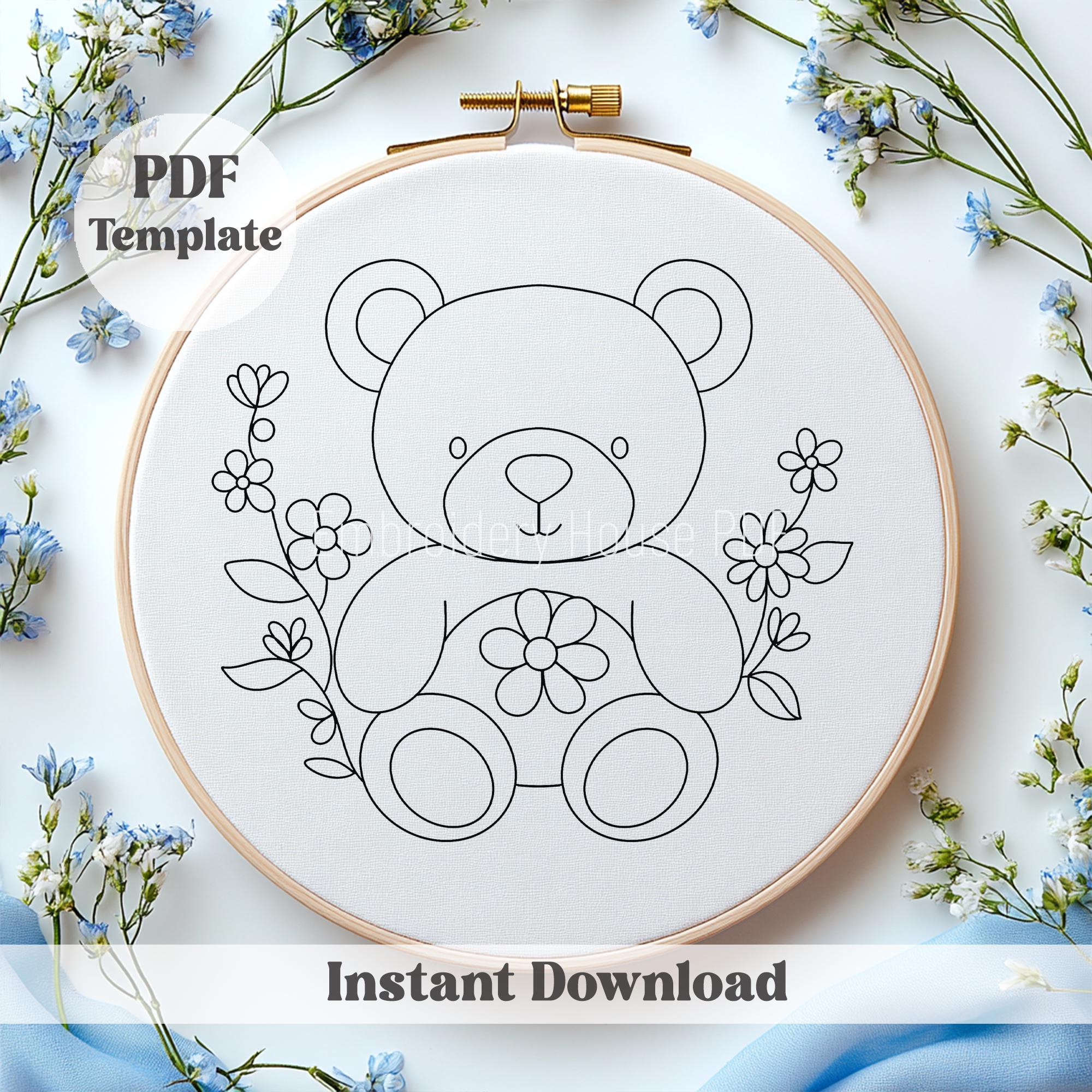 Teddy Bear Hand Embroidery Pattern: DIY Nursery Decor (PDF Pattern) - Etsy
