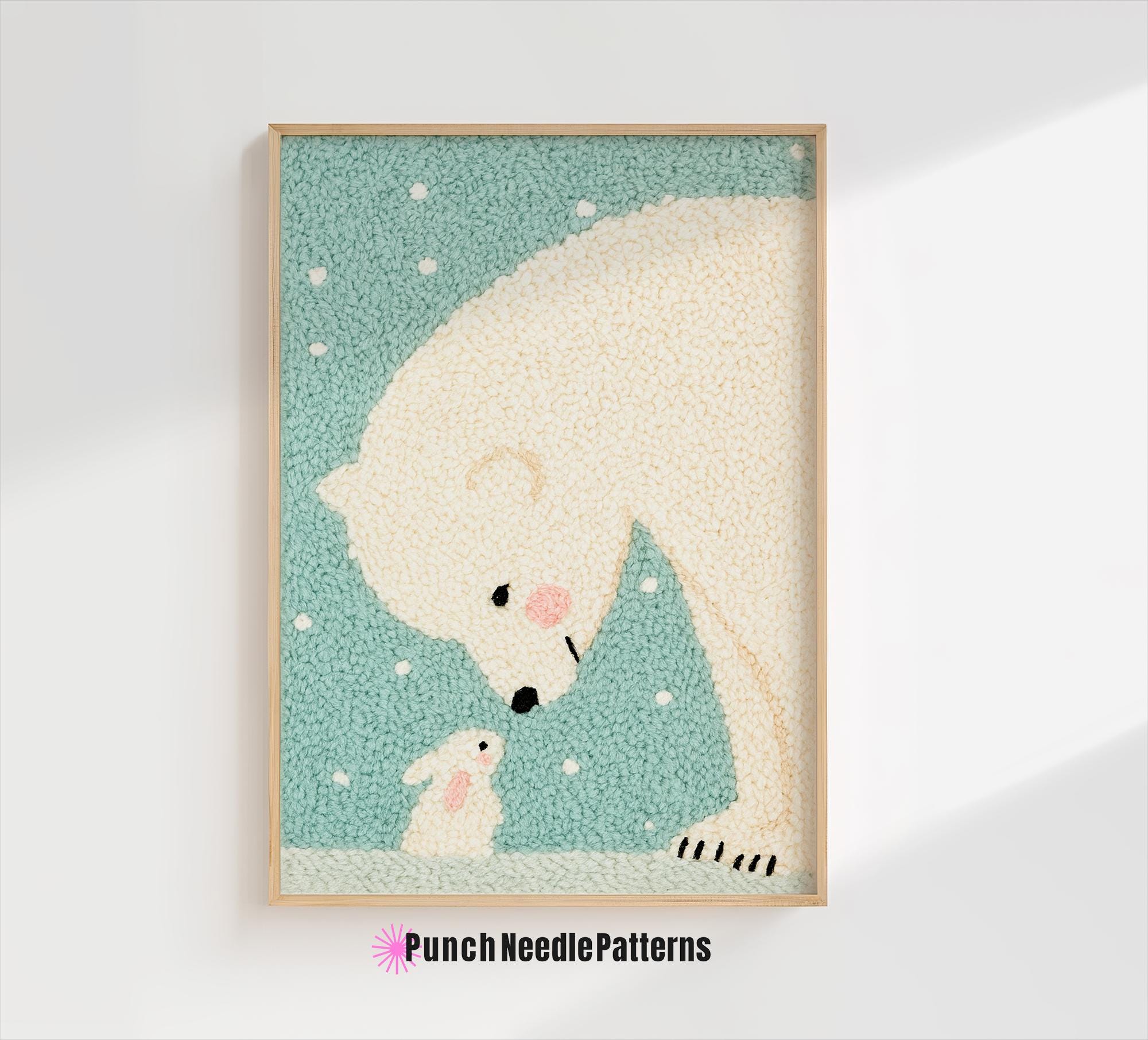 Frosty Friends Punch Needle Pattern: Polar Bear and Rabbit, Kids Room ...