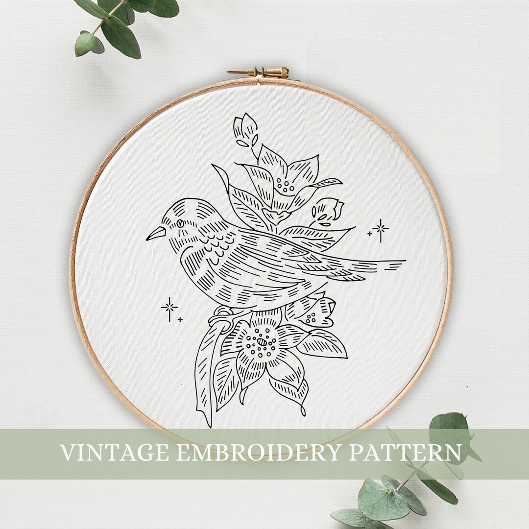 Bird Embroidery Pattern, Hand Embroidery Pattern in PDF, Cardinal, DIY ...