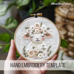 Sheep Hand Embroidery Template, Digital Download, Animal Embroidery ...