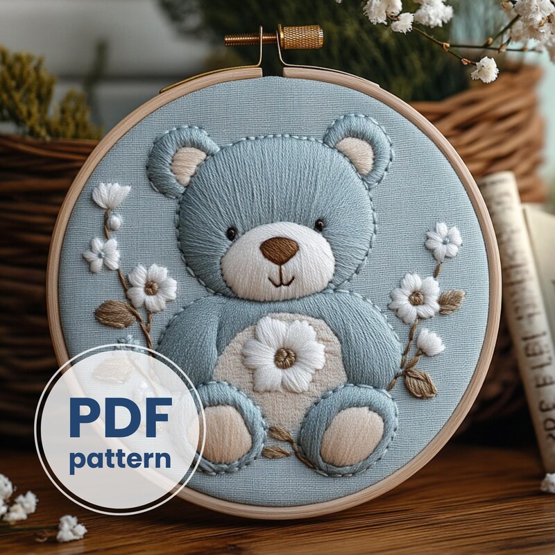 Bear Hand Embroidery - Etsy
