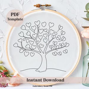 Heart Tree Embroidery Pattern: Love Flower Design (PDF Pattern) - Etsy