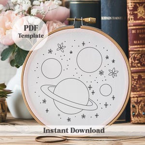 Galaxy Embroidery Pattern for Beginners, Space Hand Embroidery, PDF ...