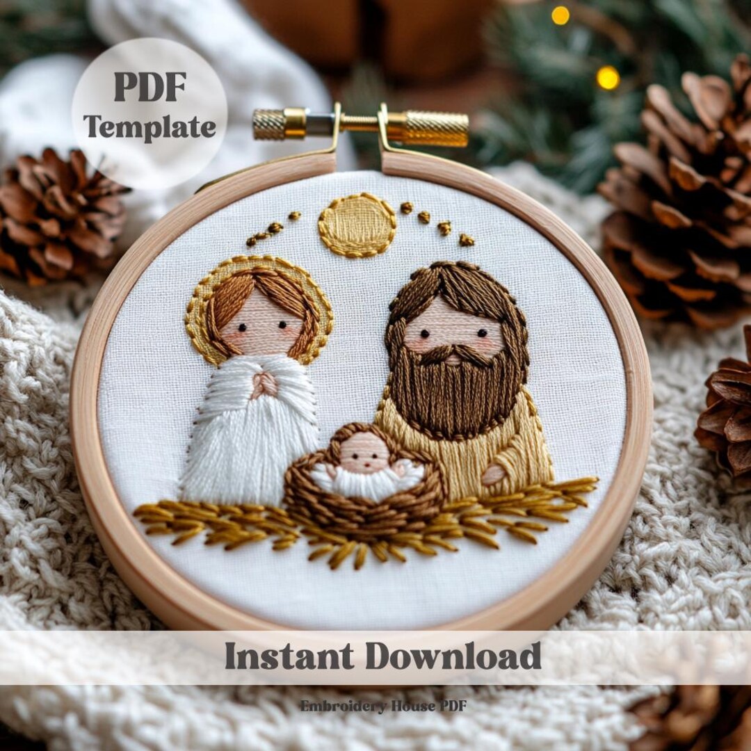 Christmas Nativity Embroidery Pattern: Baby Jesus Manger Design (PDF ...