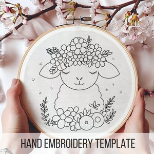 Sheep Hand Embroidery Template, Digital Download, Animal Embroidery ...