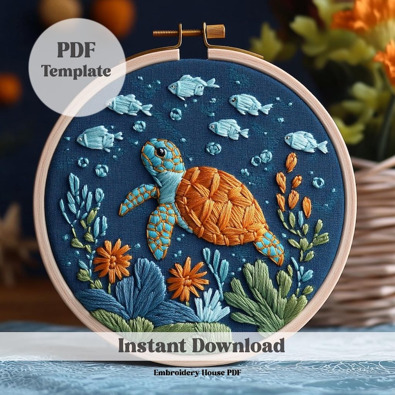 Sea Life Embroidery - Etsy