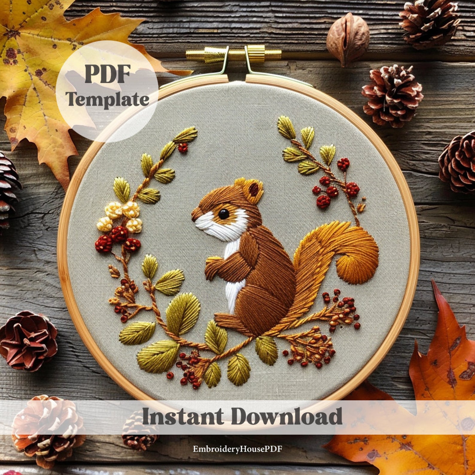 Squirrel Embroidery Pattern: Set of 3 Woodland Animal Designs (beginner ...
