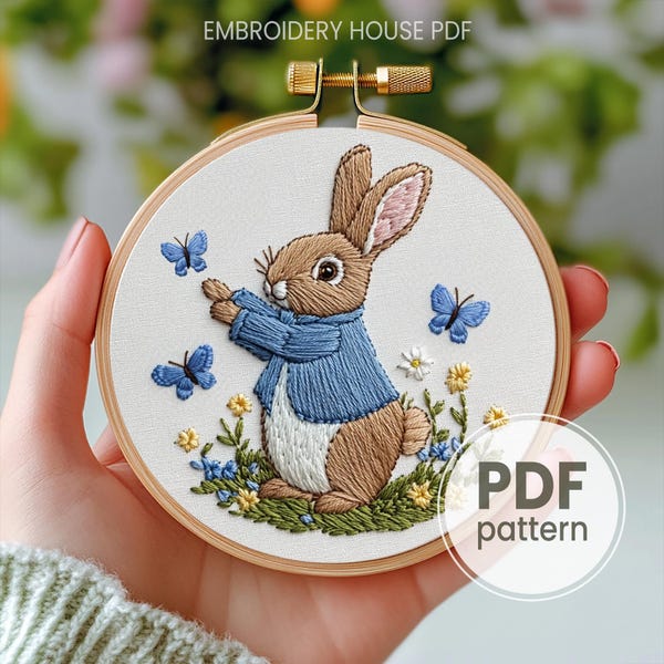 Rabbit Hand Embroidery Pattern - Etsy