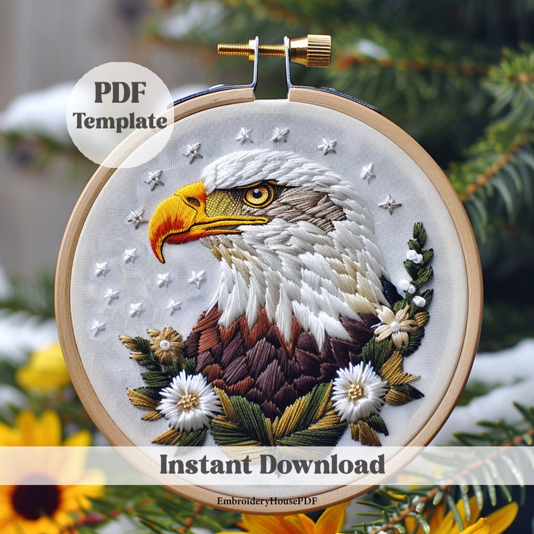 American Bald Eagle Embroidery, Embroidery Pattern, Bald Eagle Pattern ...