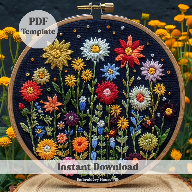 Wildflower Embroidery Pattern - Etsy