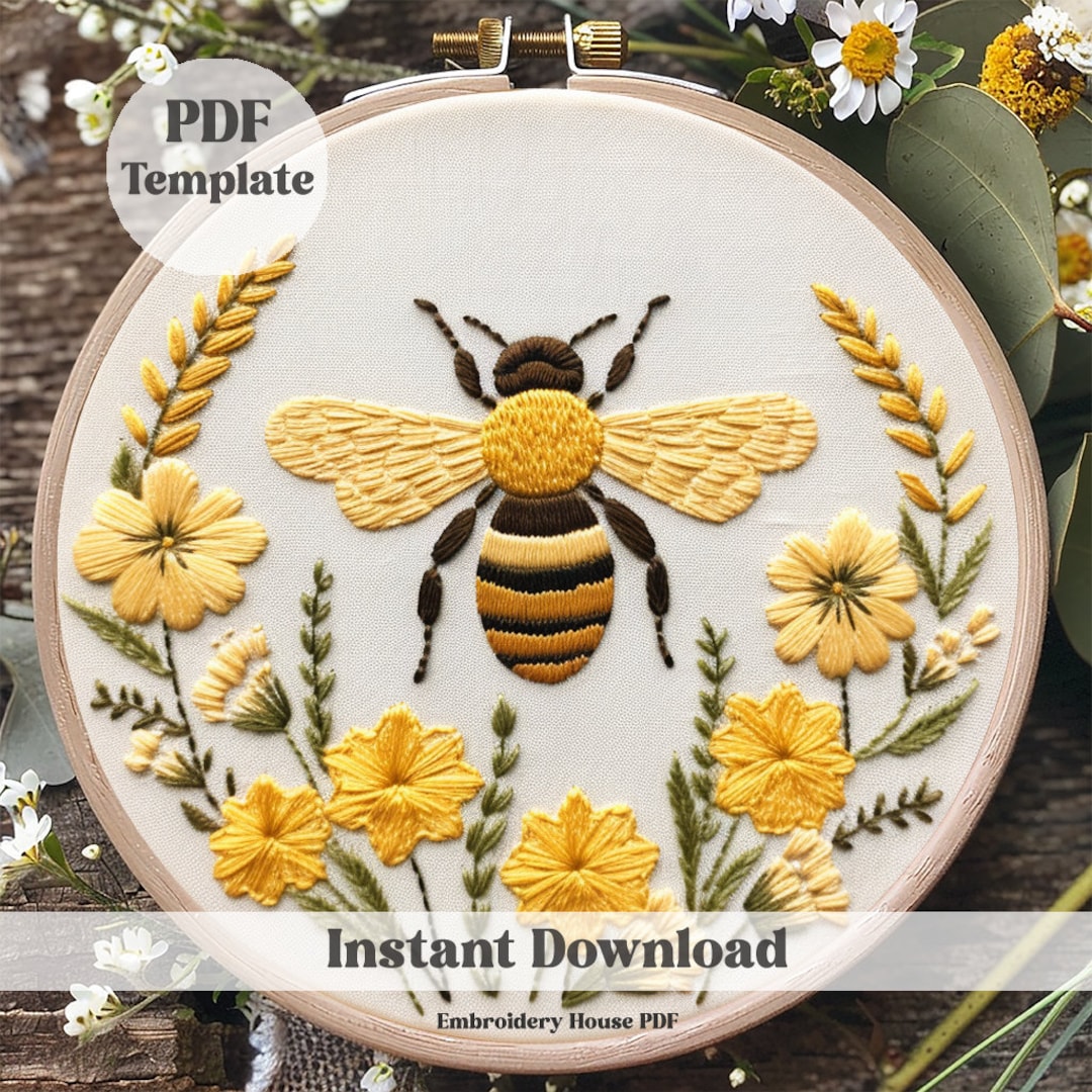 Bee Hand Embroidery PDF Pattern, Insect Embroidery Pattern, Hand ...
