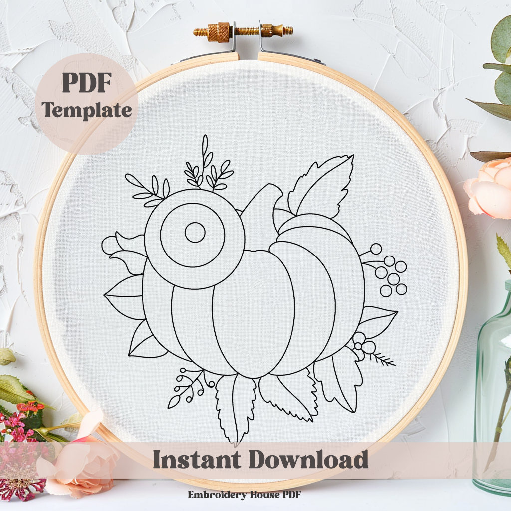 Original Pumpkin Embroidery Pattern, Cute Pumpkin Craft, Pumpkin ...