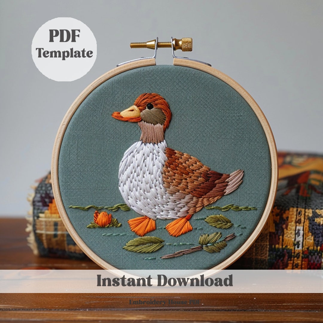 Mallard Duck Embroidery Pattern: Cottagecore Farm Art (PDF Template) - Etsy