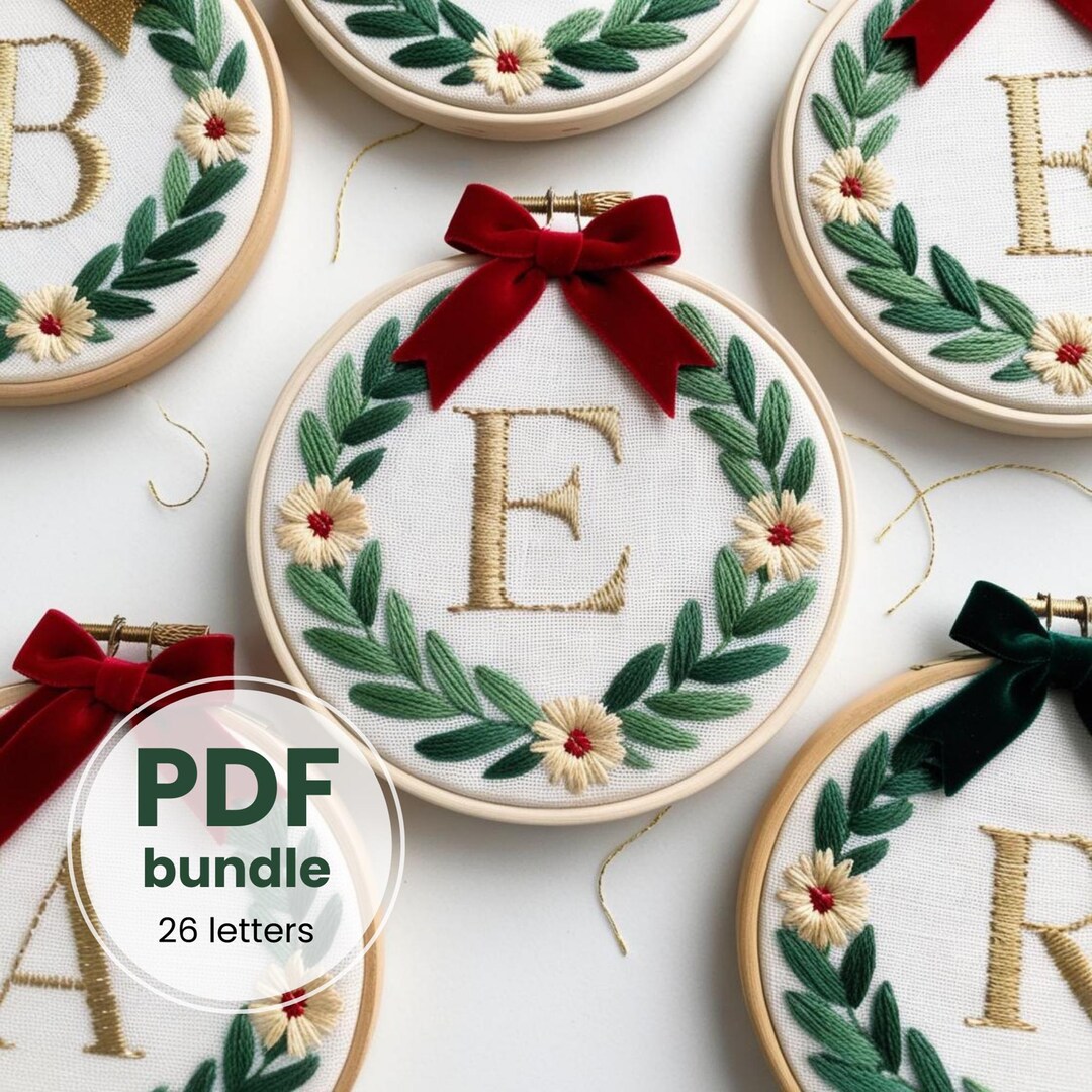 A-Z Christmas Alphabet Bundle,embroidery Templates, INSTANT DOWNLOAD ...