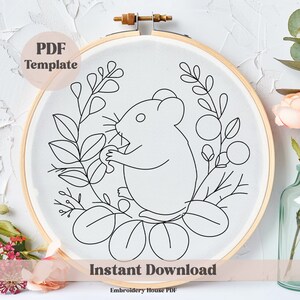 Mouse Embroidery Pattern, Mouse Needlepoint Pattern, Woodsy Embroidery ...