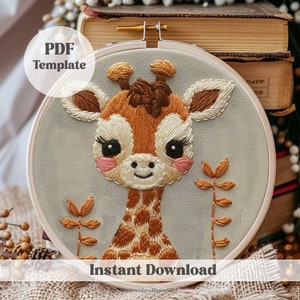 Giraffe Hand Embroidery, Embroidery Design, Giraffe Embroidery, Safari ...