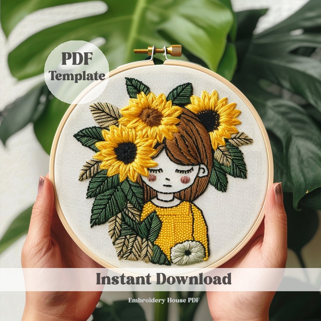Sunflowers Embroidery Pattern, Sunflower Embroidery, Embroidery Pattern ...