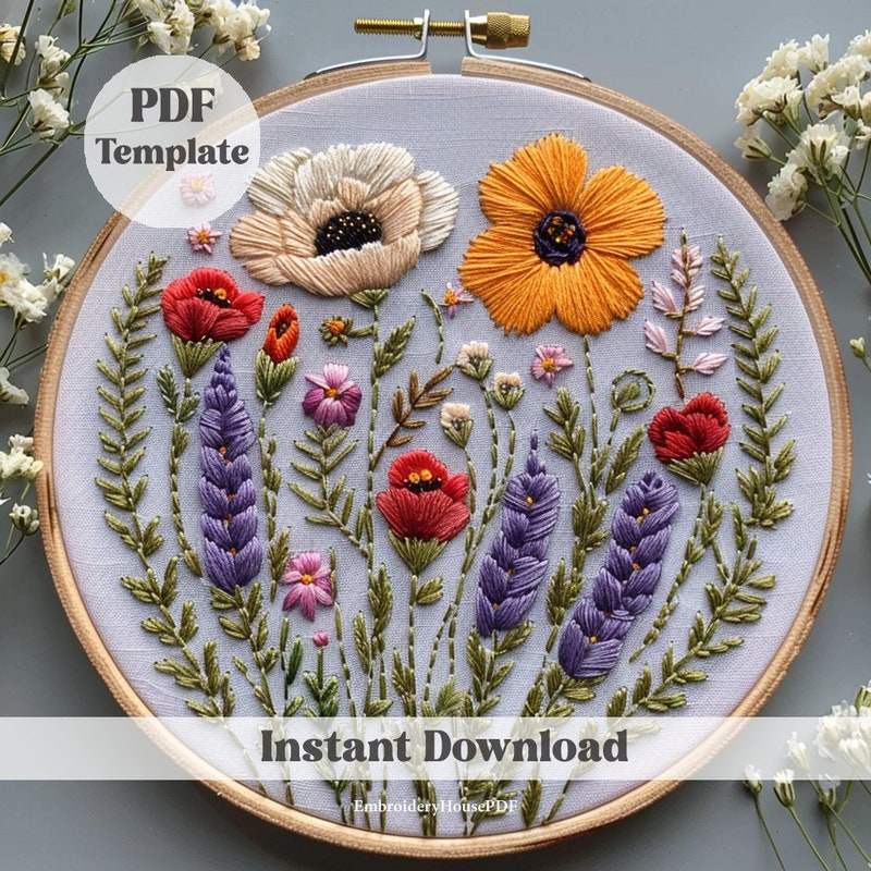 Floral Embroidery Pattern - Etsy