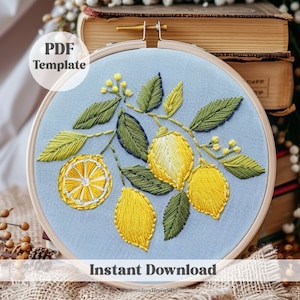 Citrus Embroidery Pattern, PDF Pattern, Cute Lemon Decor DIY, Fruit ...