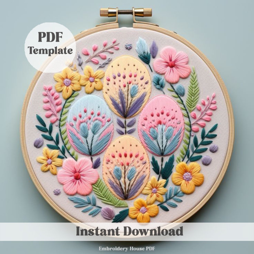 Floral Easter Egg Hand Embroidery Pattern: DIY Spring Design (PDF ...