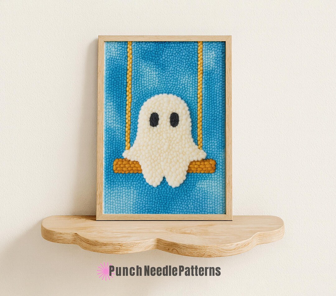 Cute Ghost Punch Needle Pattern | Halloween Embroidery Template PDF ...