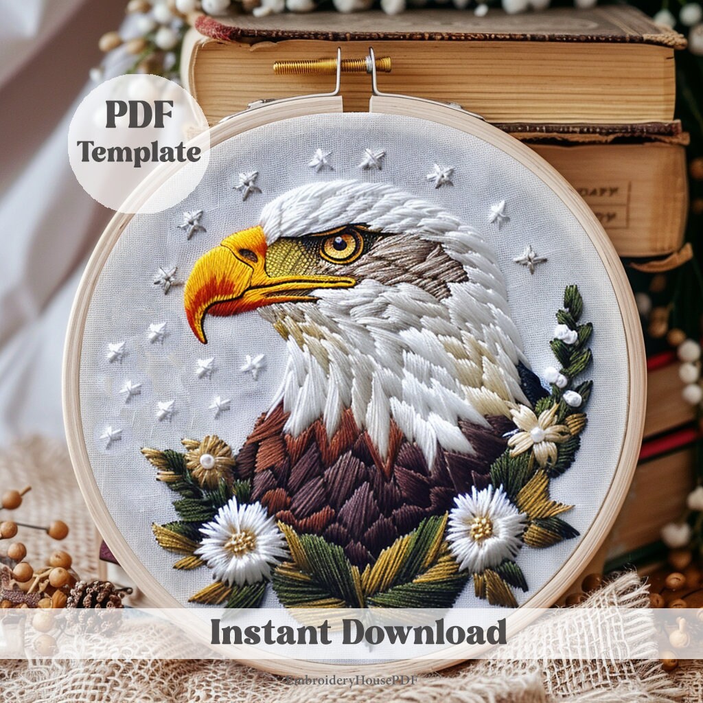 American Bald Eagle Embroidery, Embroidery Pattern, Bald Eagle Pattern ...