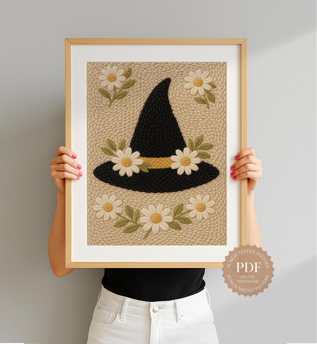 Witch Hat Ghost Punch Needle Pattern, Digital File, Instant Download ...