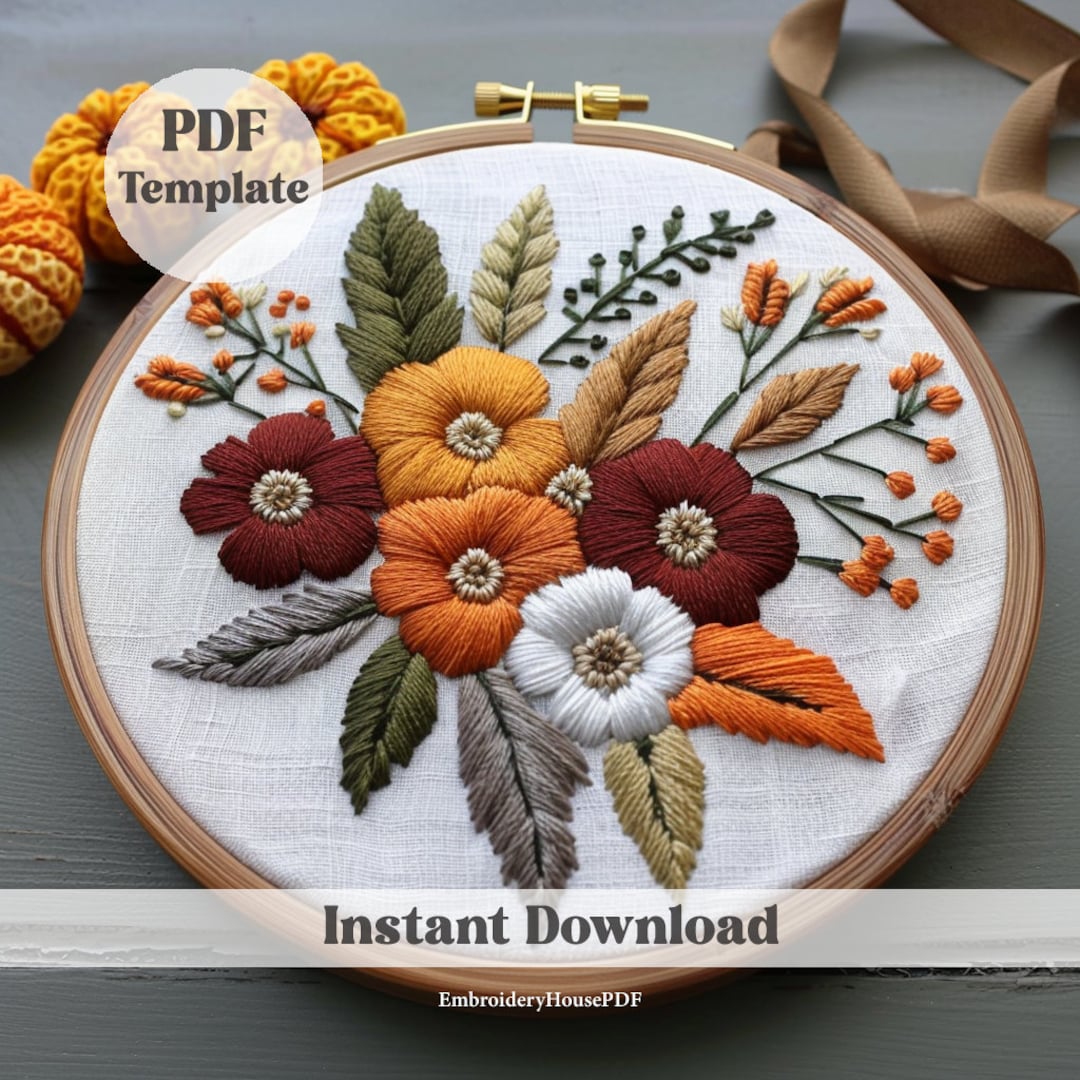 Botanical Embroidery Design, Floral Hand Embroidery, Botanical ...