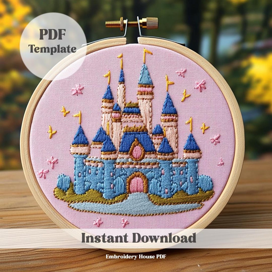 Princess Castle Embroidery Design, Hand Embroidery Design, Princess ...