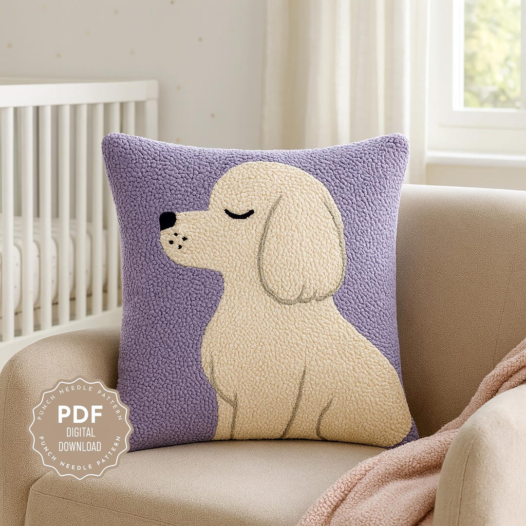 Dog Punch Needle Template: Embroidery Pattern, PDF Pattern, Pillow Case ...