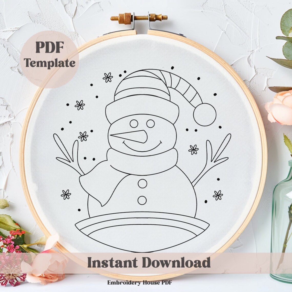 Winter Snowman Hand Embroidery, Modern Embroidery, Christmas Decor ...