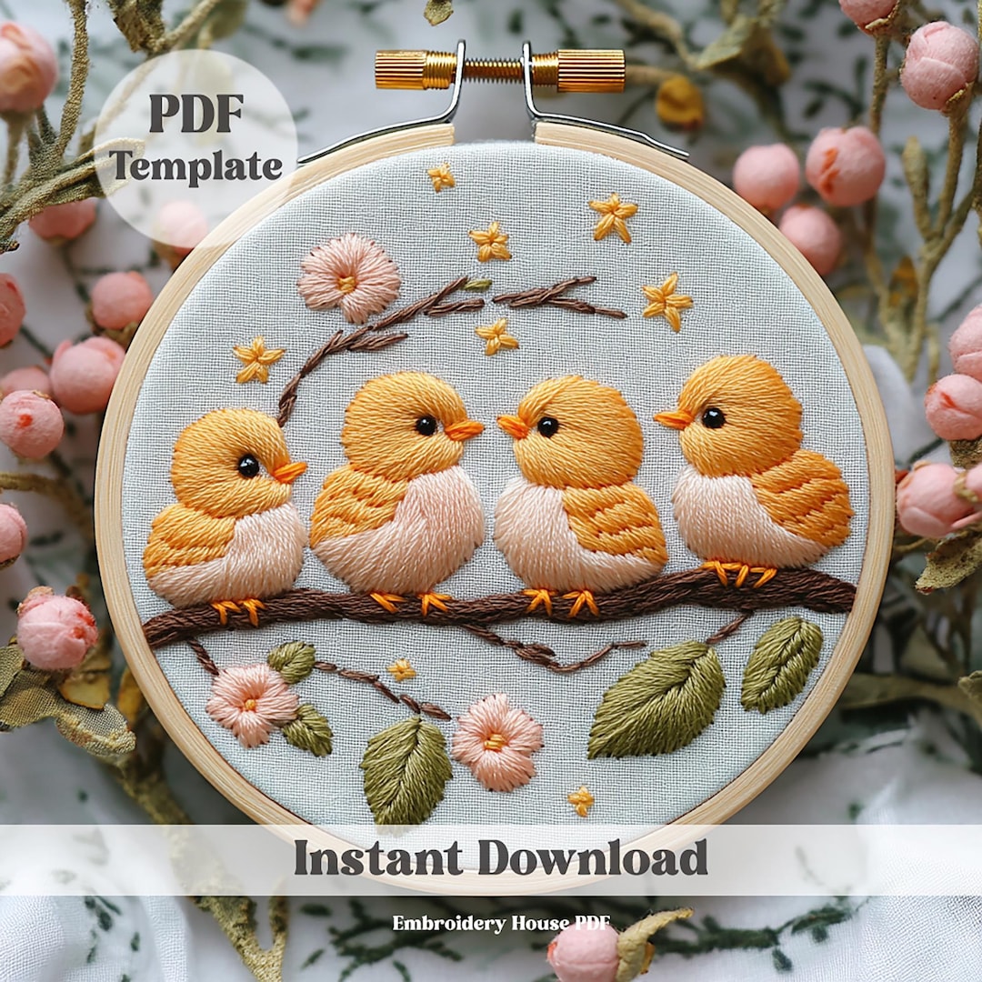 Little Birds Embroidery Pattern for Beginner, Birds Embroidery, PDF ...