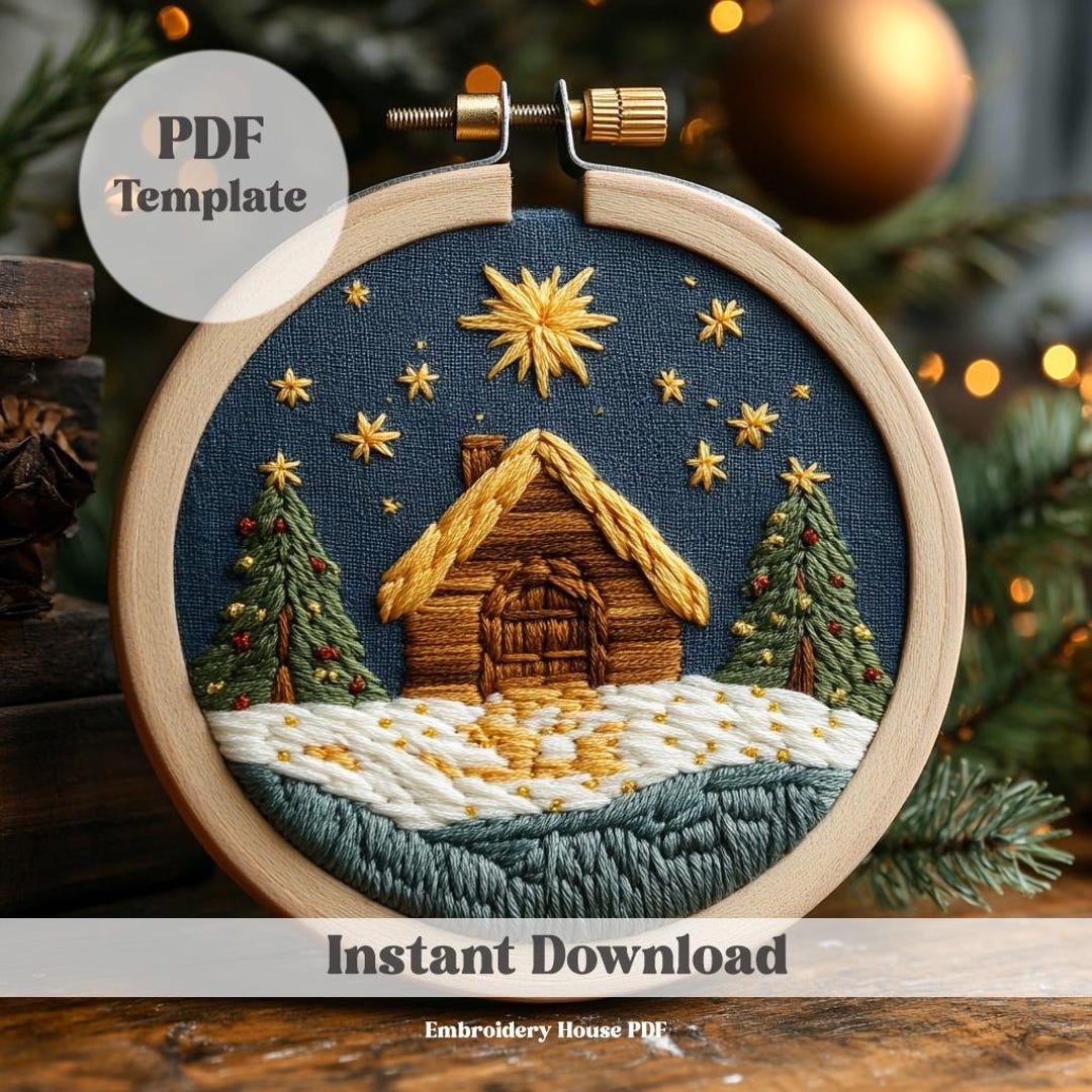 Christmas Nativity Embroidery Art: Baby Jesus Manger (PDF Pattern) - Etsy