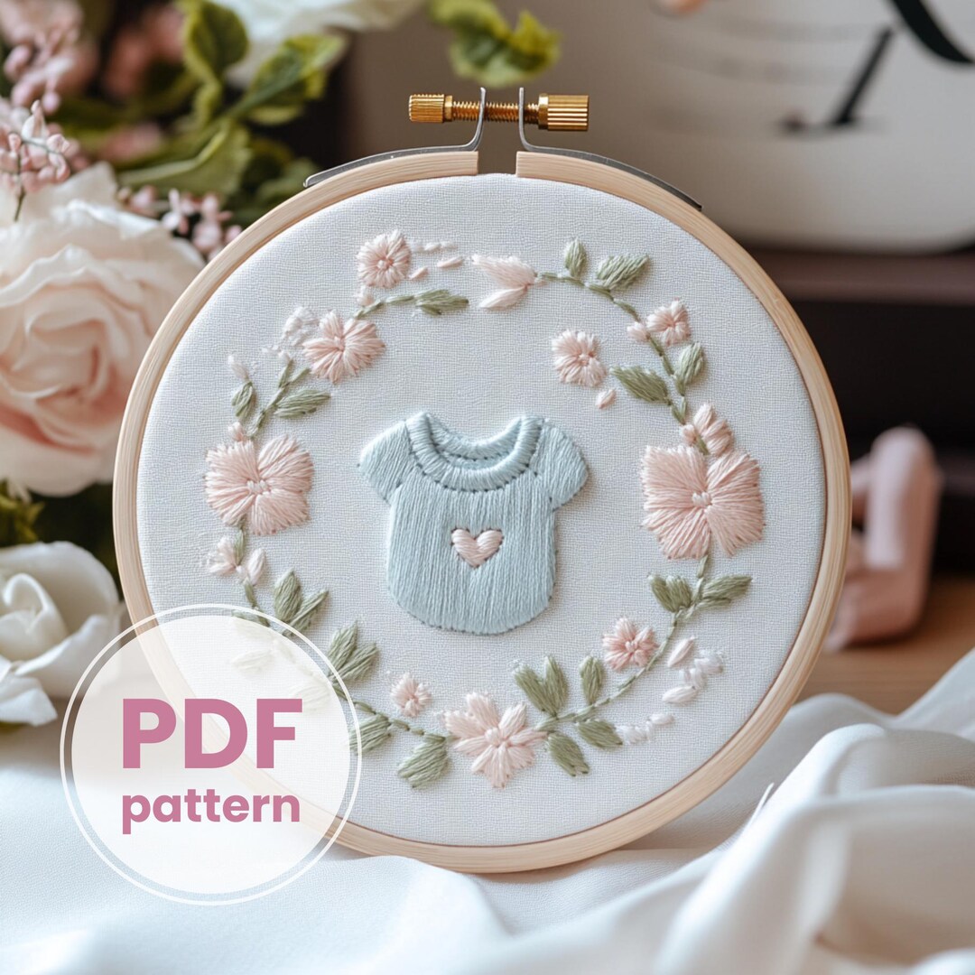 Baby Boy Embroidery Pattern, Pastel Boy Baby Clothesline Design ...