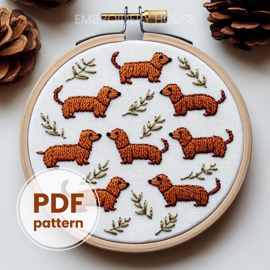 Dachshund Embroidery Design: Sausage Dog Pattern (PDF Pattern) - Etsy