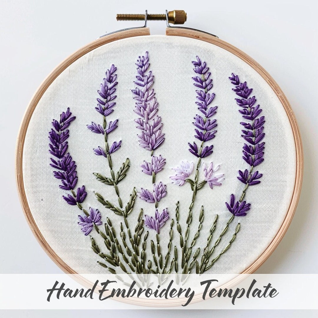 Simple Lavender Embroidery Pattern, Instant Download, Beginner Friendly ...
