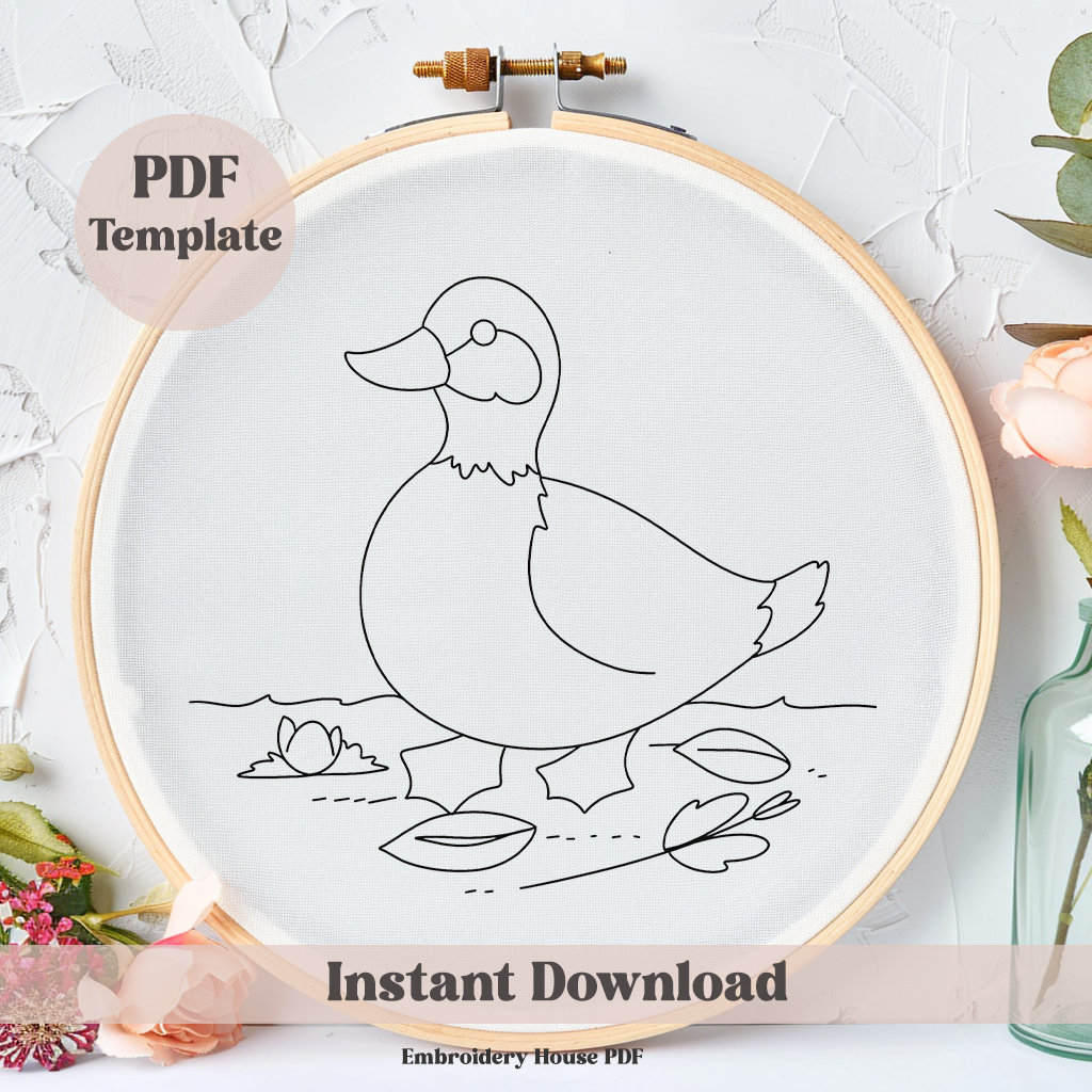 Mallard Duck Embroidery Pattern: Cottagecore Farm Art (PDF Template) - Etsy